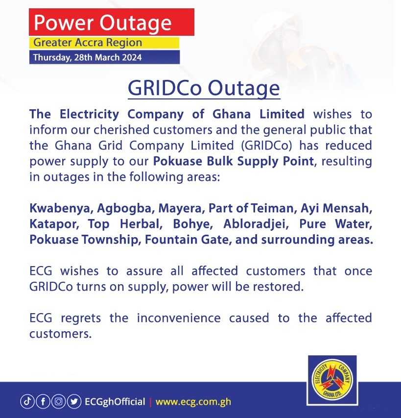 GRIDCo cuts off power to several areas of Accra – ECG ...
